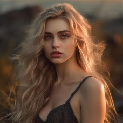Premium Ai Image A Woman With Long Blonde Hair And A Black Top Is