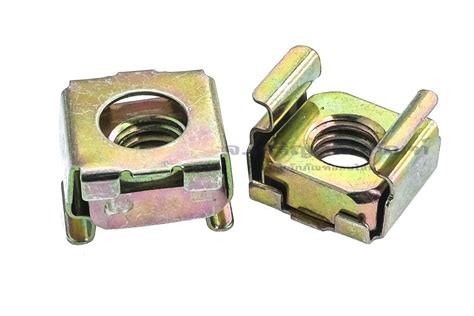 หัวน็อตแร็ค น็อตยึดแร็คเหล็กชุบ Steel Cage Nut M6