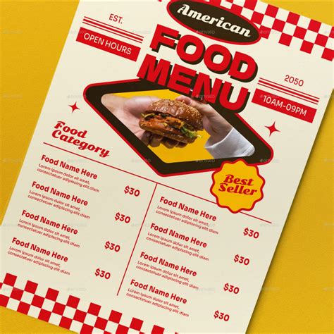 Red Retro American Food Men Food Poster Design Street Food Design