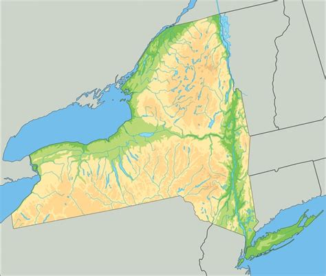 Detailed Physical Map New York State Royalty Free Images Stock Photos