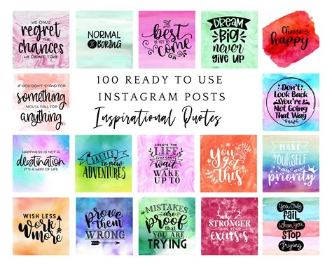 Instagram Post Template Inspirational Quotes Colorful Etsy