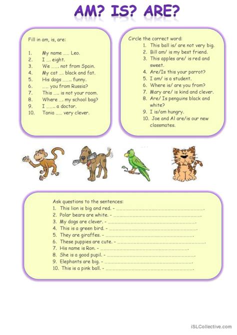 Am Is Are General Grammar Practice Français Fle Fiches Pedagogiques Pdf And Doc