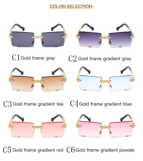 Fashion Rimless Square Sunglasses Metal Sexy Colorful Unisex Vintage