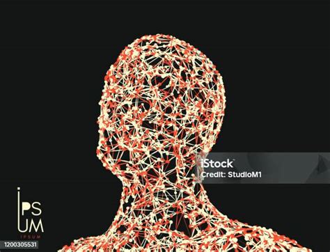 그리드 스타일로 만든 3d 인간의 얼굴 인공 지능 개념 디지털 기술 배경 벡터 그림입니다 3차원 형태에 대한 스톡 벡터 아트 및