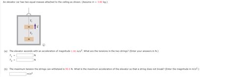 Solved An Elevator Car Has Two Equal Masses Attached To The Chegg