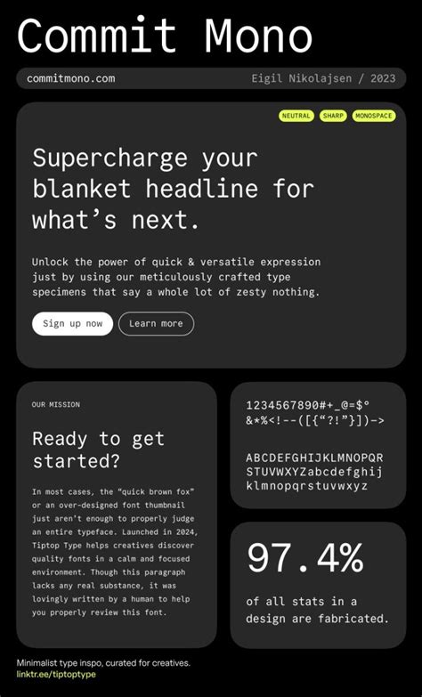FREE FONT Commit Mono Type Specimen High Quality Mono For Commercial Use