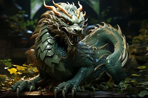 Premium Ai Image Happy Chinese New Year 2024green Wooden Dragonai