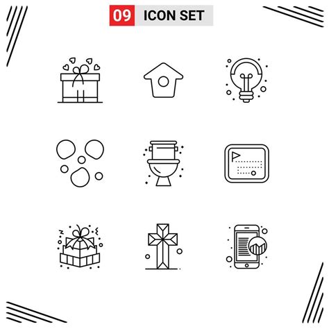 Set Of 9 Vector Outlines On Grid For Map Plumbing Light Plumber Weather Editable Vector Design