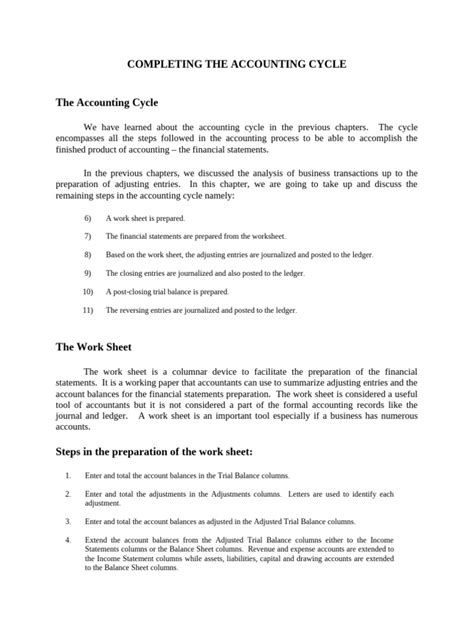 Completing The Accounting Cycle Worksheet Pdf Debits And Credits
