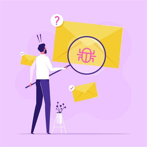 Man Looking At Letter In Envelope Through Magnifying Glass And Seeing