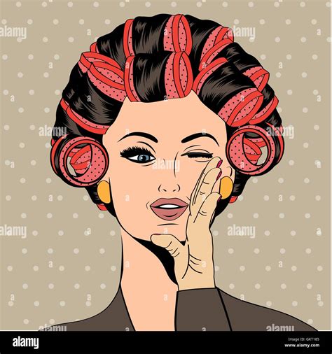 Woman With Curlers In Their Hair Stock Vector Image And Art Alamy