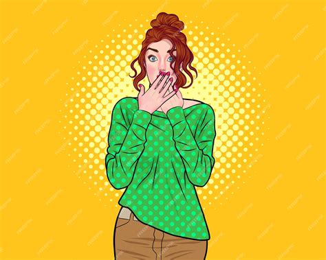 Premium Vector Surprised Woman And Covered Her Mouth With Her Hands
