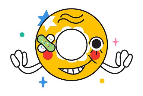 미친 얼굴 스티커 벡터 큰 화가 눈을 가진 추상만화 캐릭터 0명에 대한 스톡 벡터 아트 및 기타 이미지 0명 귀여운