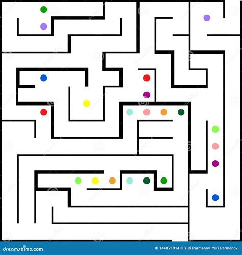 Labyrinth With Entry And Exit Line Maze Game Stock Vector