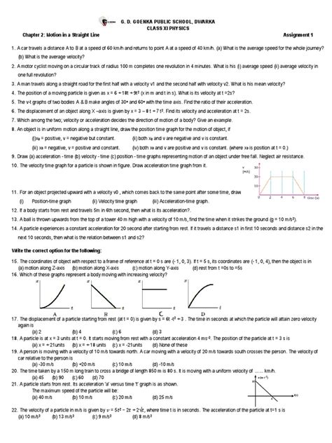 Xi Physics Ch 2 Assignment Pdf Velocity Acceleration