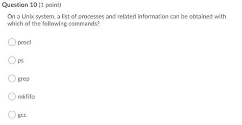 Solved Question 10 1 Point On A Unix System A List Of