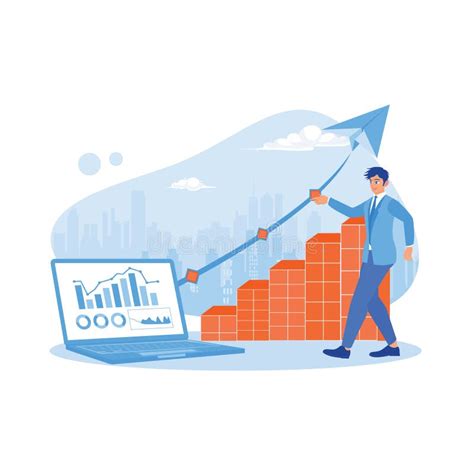 Businessman Analyzing Business Growth Using The Laptop Growth Analysis