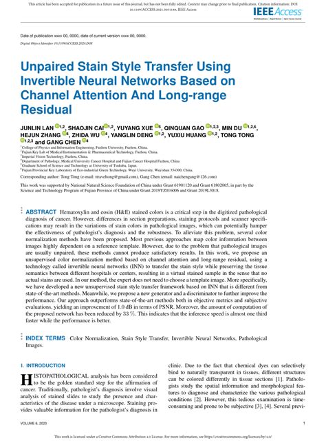 pdf unpaired stain style transfer using invertible neural networks