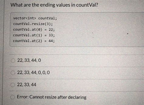 Solved Question 2 Which Assigns The Last Vector Element With Chegg