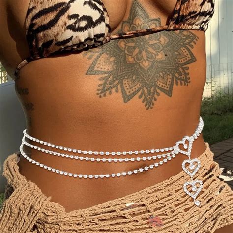 Pingente De Cora O Brilhante De Strass Corrente De Cintura Sexy Joias
