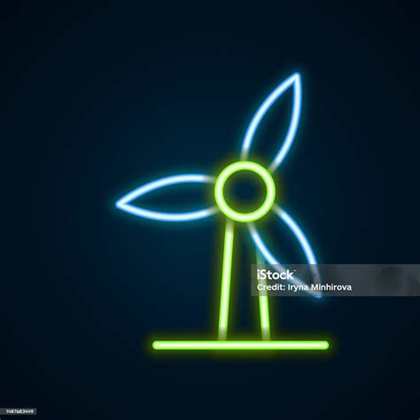 검은 색 배경에 고립 된 빛나는 네온 라인 풍력 터빈 아이콘 풍력 발전기 기호 전력 생산을 위한 풍차 다채로운 개요 개념 벡터 깨끗한에 대한 스톡 벡터 아트 및 기타 이미지