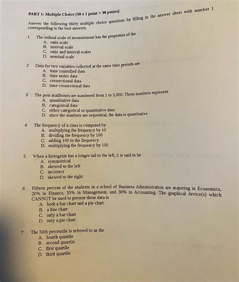 Solved Part 1 Multiple Choice 30×1 Point 30 Points