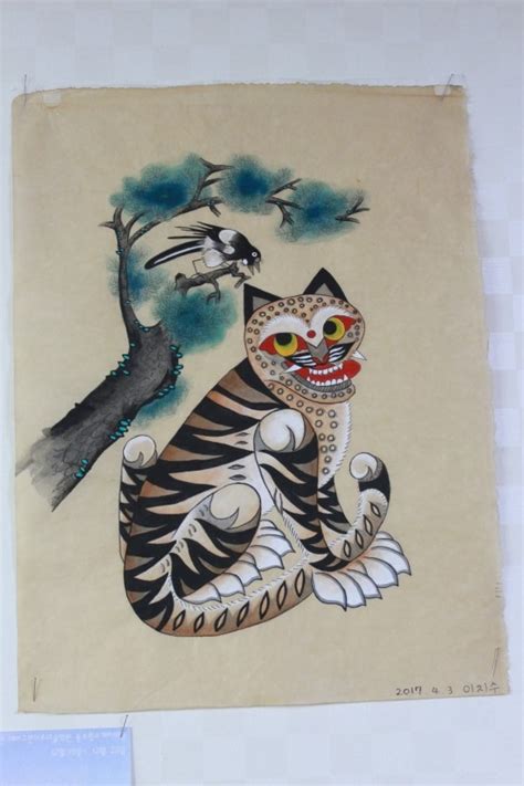 수원박물관 민화 기초반과정 호랑이와 까치 연화도 모란도 네이버 블로그