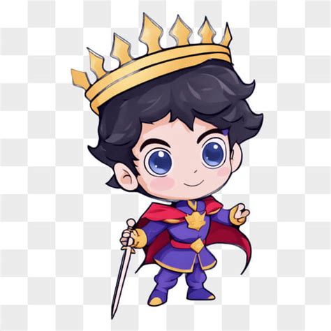 Download Cartoon Character With Elaborate Crown And Sword Cartoons