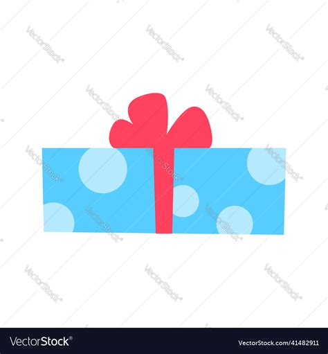 Blue T Box With Red Bow Flat Icon Royalty Free Vector