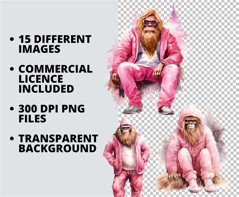 Bigfoot In Pink Png Bundle 15pc Girly Sasquatch Images Yeti Etsy