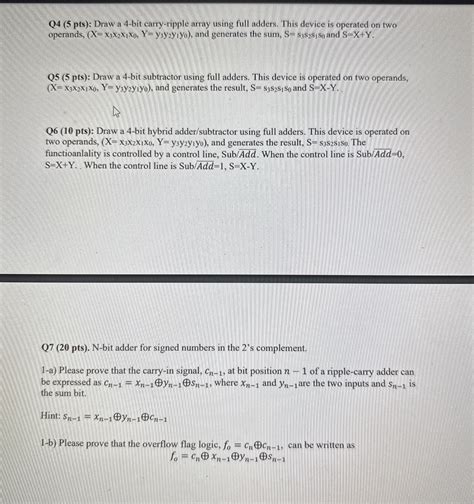 solved q4 5 ﻿pts draw a 4 bit carry ripple array using