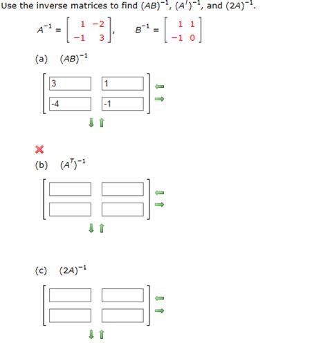 solved use the inverse matrices to find ab 1 a t 1
