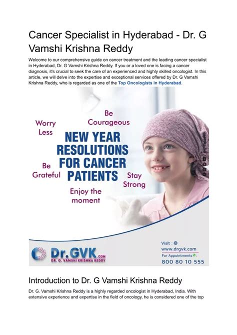 Ppt Cancer Specialist In Hyderabad Dr Vamshi Krishna Reddy
