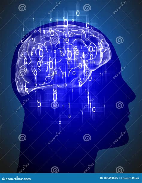 Human Head With Brain And Binary Code Stock Illustration Illustration