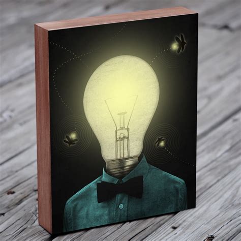 Firefly Art Lightning Bug Art Print Edison Bulb Wood Etsy