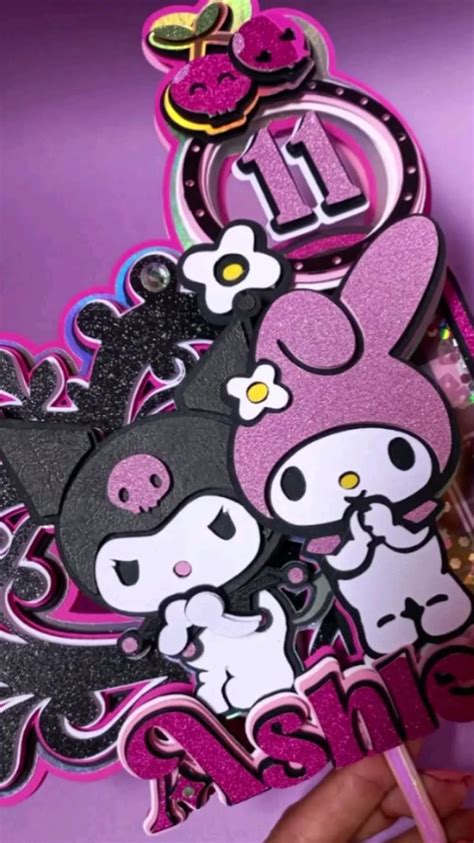 Kuromi And My Melody Cake Topper Hello Kitty Birthday Party Diy