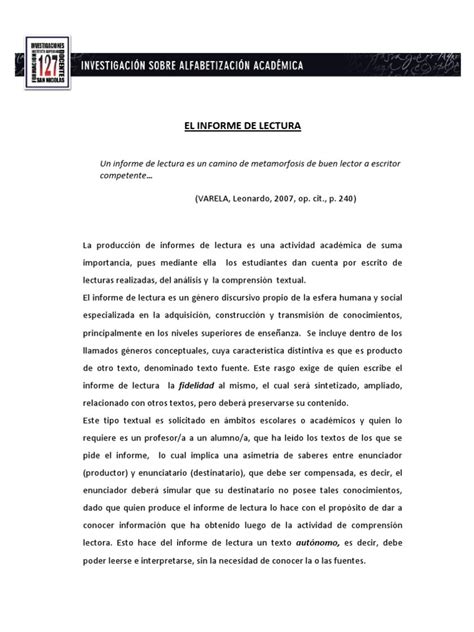 El Informe De Lectura Lectura Proceso Cognición