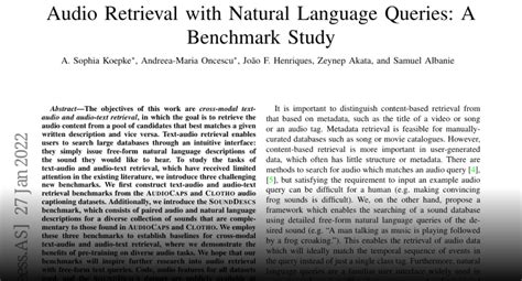 Paper Page Audio Retrieval With Natural Language Queries A Benchmark
