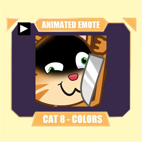 Animated Cat With Knife Emote For Twitch Kick Discord Youtube Streaming