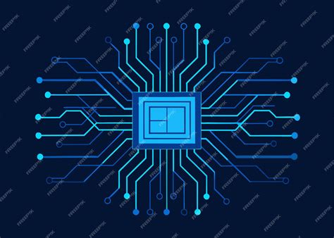 Thin Circuit Trace Lines In Blue On A Dark Technology Background