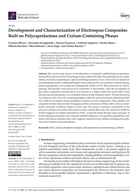 Pdf Development And Characterization Of Electrospun Composites Built On Polycaprolactone And