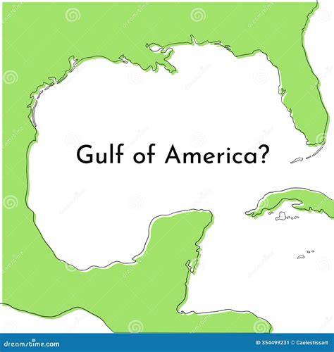 Gulf Of Mexico Or Gulf Of America Stylized Map Vector Illustration With