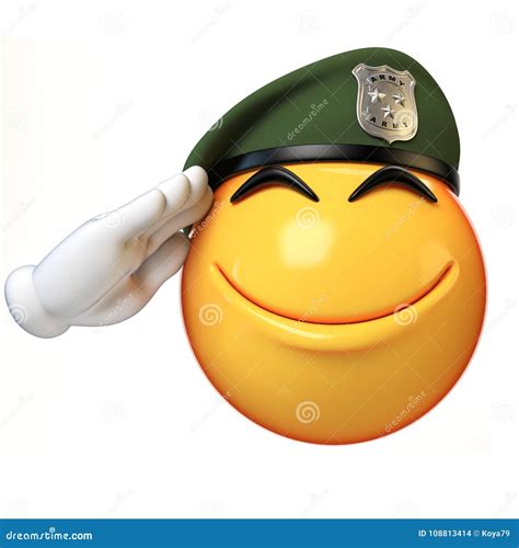 Emoji Army Solider Isolated On White Background Military Emoticon