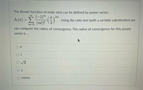 Solved The Bessel Function Of Order Zero Can Be Defined By
