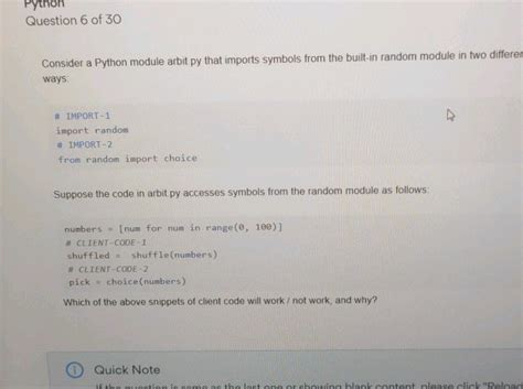 Question 6 Of 30 Consider A Python Module StudyX