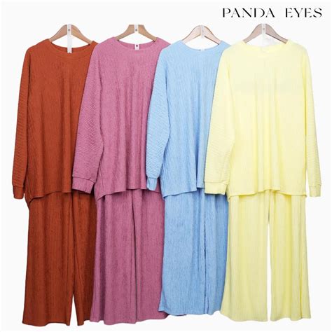 Panda Eyes Pleated Pants Set Free Size 100kg Clo Cnjh8151bllp