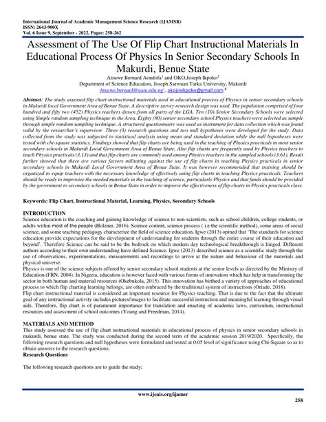 Pdf Assessment Of The Use Of Flip Chart Instructional Materials In Educational Process Of