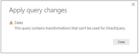 solved re this query contains transformations that can t