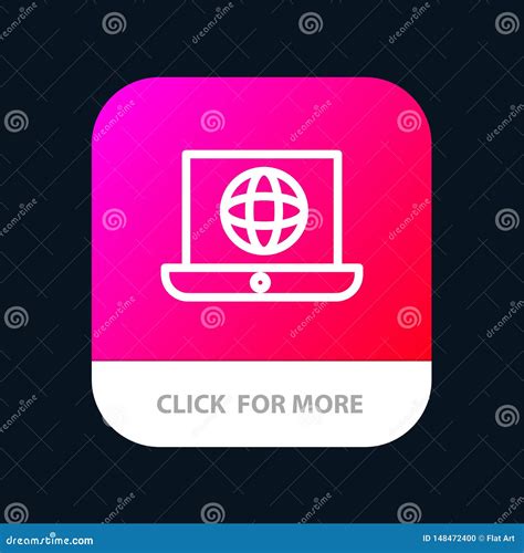 laptop world globe technical mobile app button android and ios line