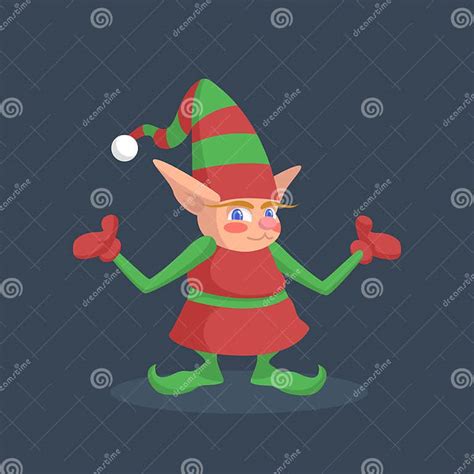 Een Klein Elf Met Lange Oren In Feestelijke Kleren Stock Illustratie Illustration Of